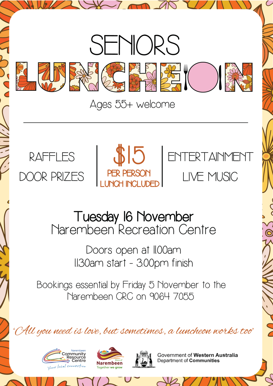 Seniors Luncheon » Shire of Narembeen